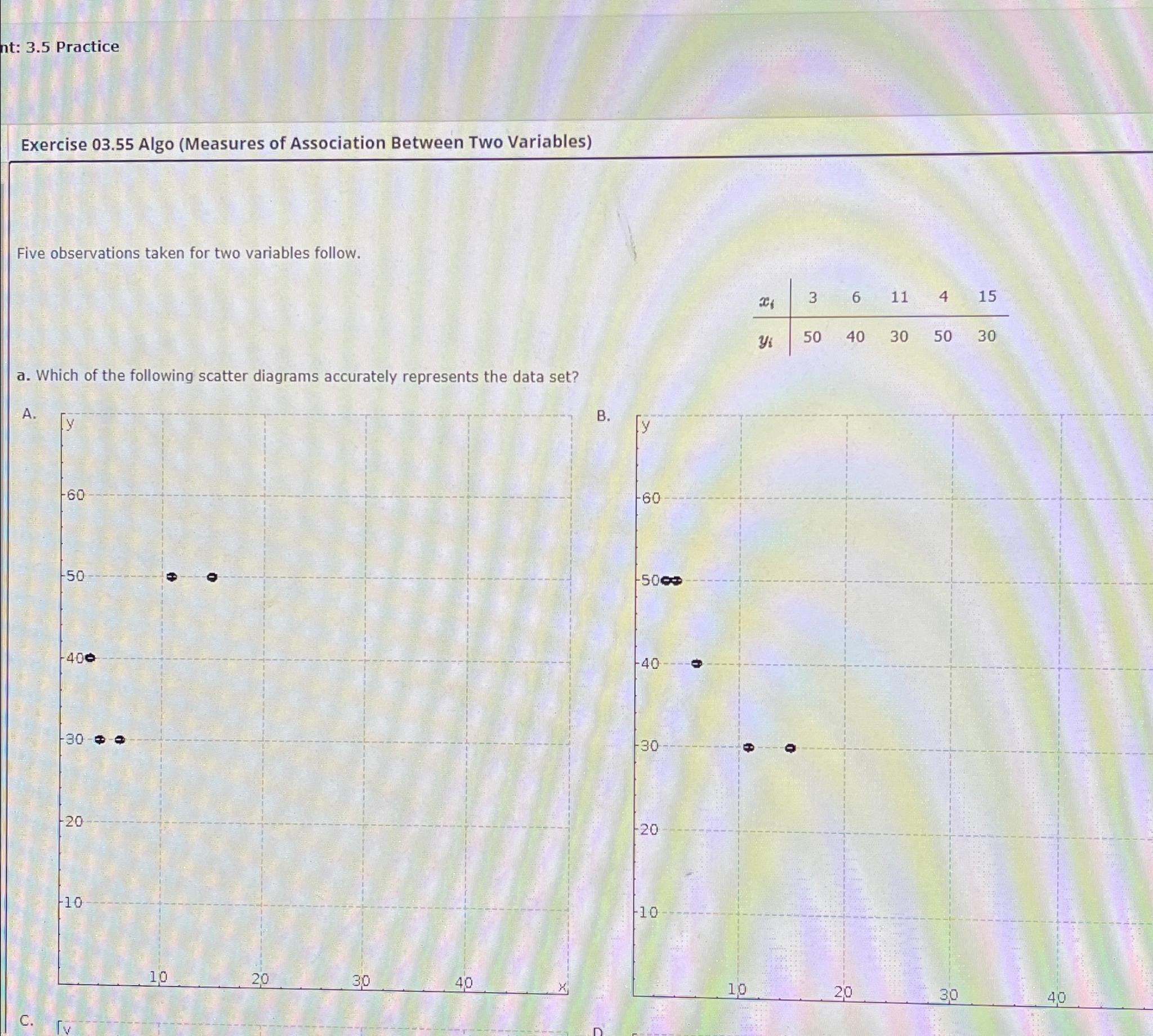 Solved Exercise 03.55 Algo (Measures of Association Between | Chegg.com Solved Exercise 03.55 Algo (Measures of Association Between | Chegg.com