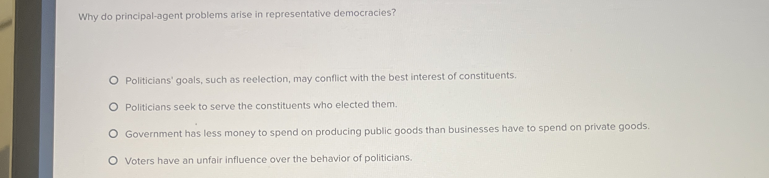 Why do principal-agent problems arise in | Chegg.com