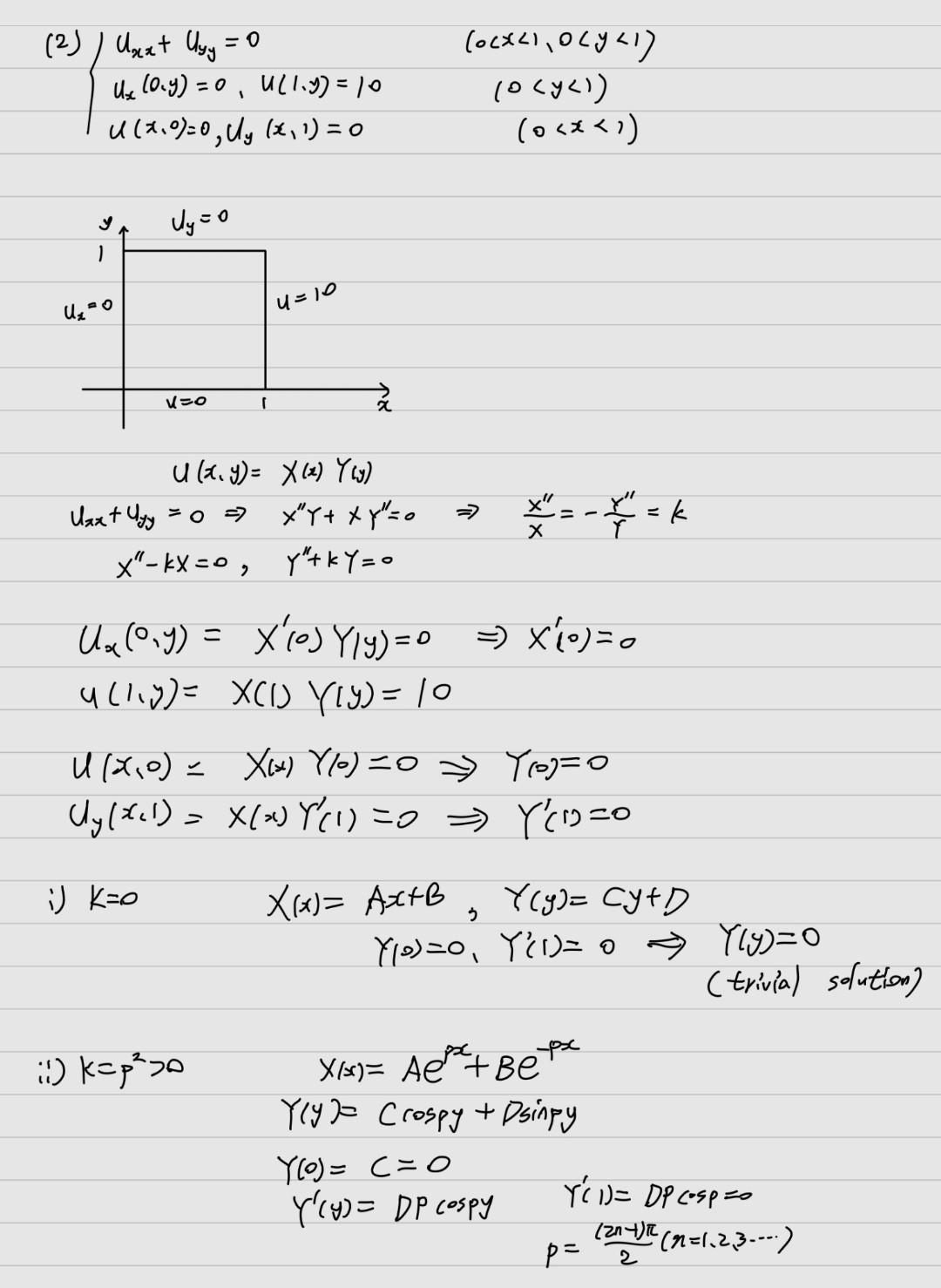 Solved ⎩⎨⎧uxx+uyy=0,ux(0,y)=0,u(1,y)=10,u(x,0)=0,uy(x,1)=0,0 | Chegg.com