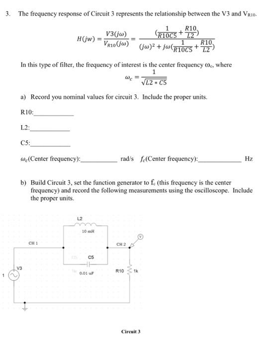 3. The frequency response of Circuit 3 represents the | Chegg.com