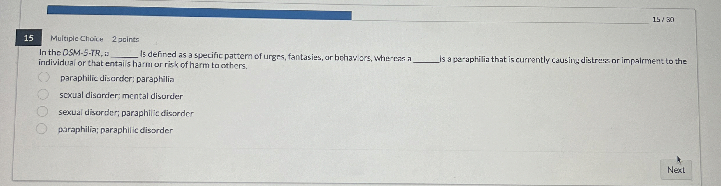 Solved 15Multiple Choice2 ﻿pointsIn the DSM-5-TR, ﻿a q, ﻿is | Chegg.com