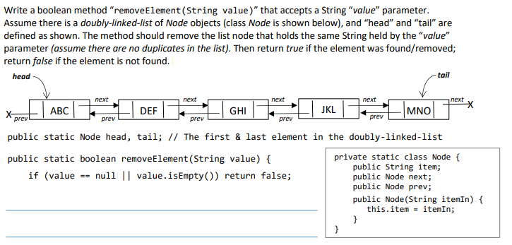 Solved Write A Boolean Method Removeelementstring Value 8200