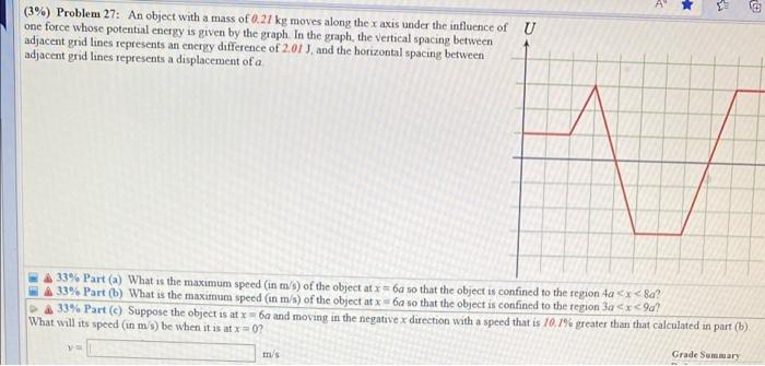 Solved A * (3%) Problem 27: An object with a mass of 0.27 kg | Chegg.com