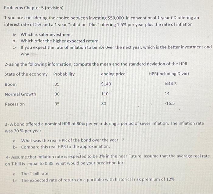 Solved Problems Chapter 5 (revision) 1 -you are considering | Chegg.com