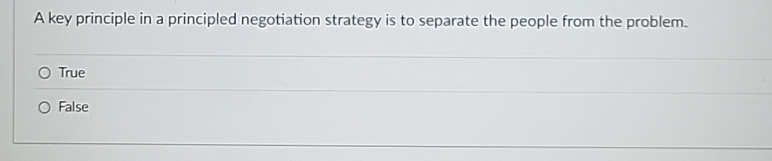 Solved A key principle in a principled negotiation strategy | Chegg.com