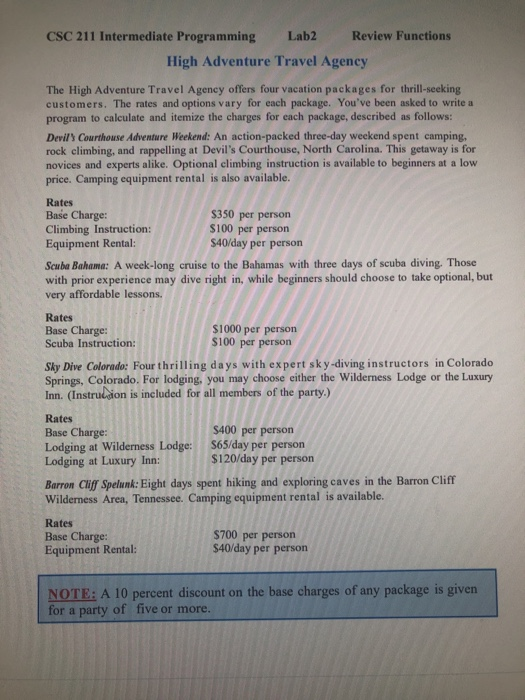 Solved CSC 211 Intermediate Programming Lab2 Review | Chegg.com