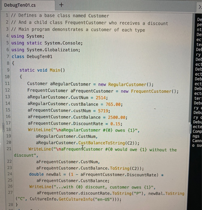 Solved language is c#. need help debugging it. i dont | Chegg.com Solved language is c#. need help debugging it. i dont | Chegg.com