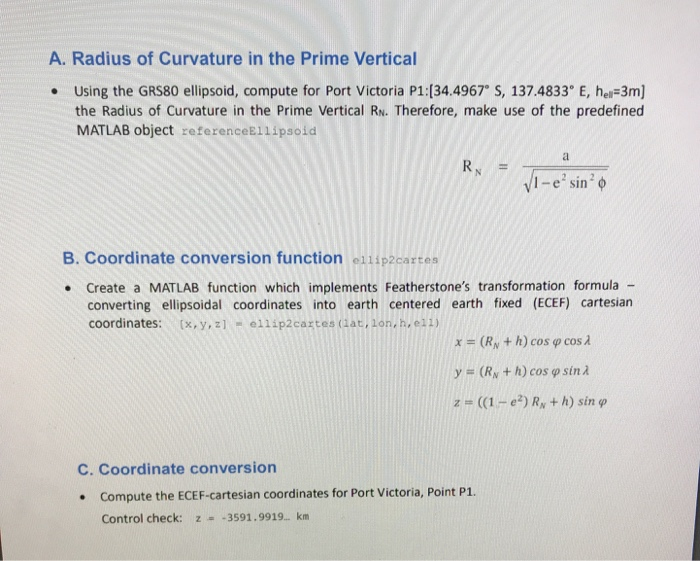 A. Radius of Curvature in the Prime Vertical • Using | Chegg.com
