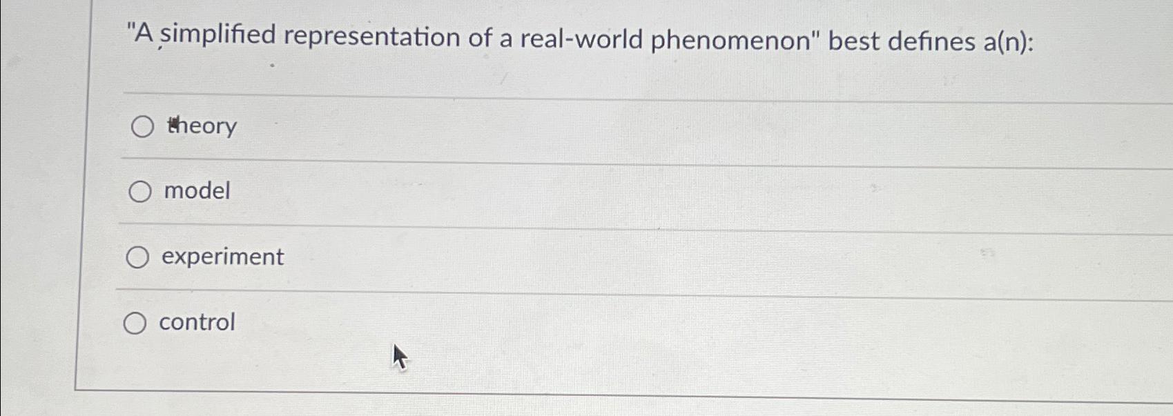 Solved "A simplified representation of a real-world | Chegg.com