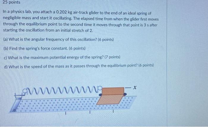 Solved 25 points In a physics lab, you attach a 0.202 kg | Chegg.com