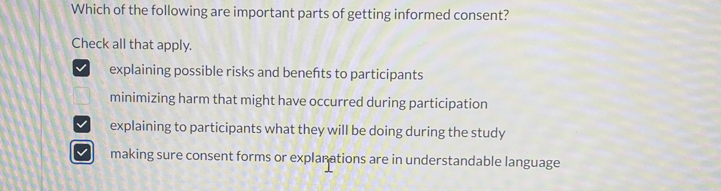 Solved Which of the following are important parts of getting | Chegg.com