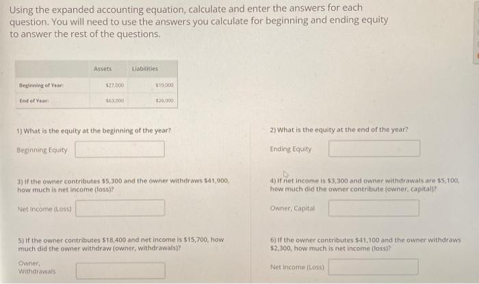 Solved Using the expanded accounting equation, calculate and | Chegg.com