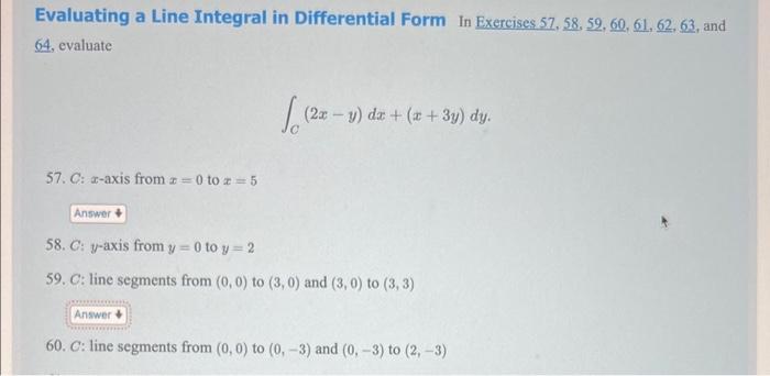Solved Evaluating a Line Integral in Differential Form In | Chegg.com