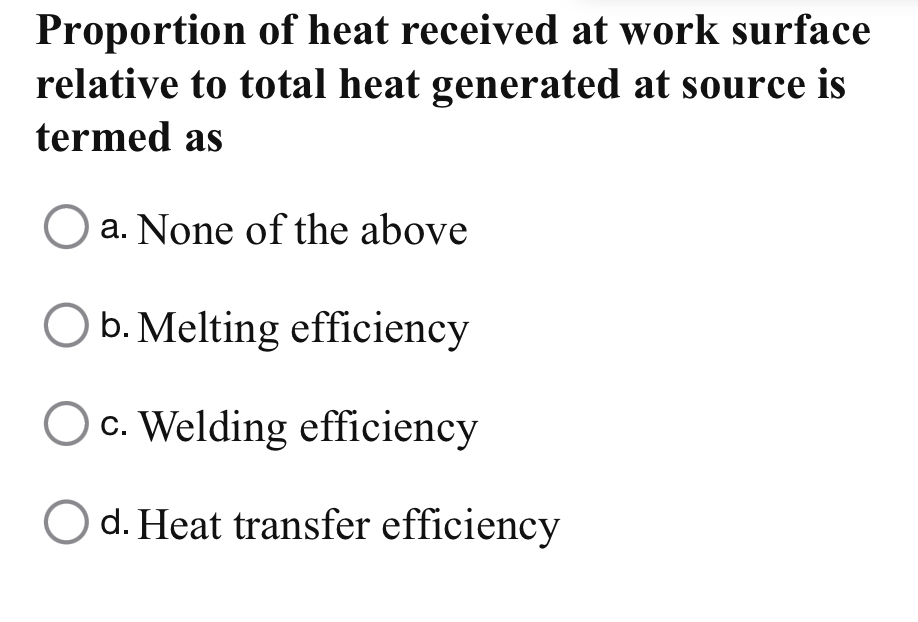 Solved Proportion of heat received at work surface relative | Chegg.com