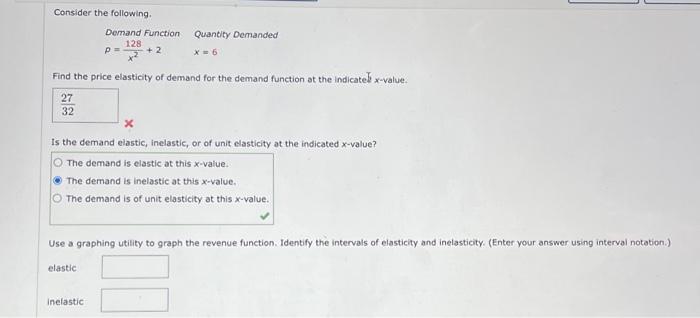 Solved Consider the following. Demand Function Quantity | Chegg.com