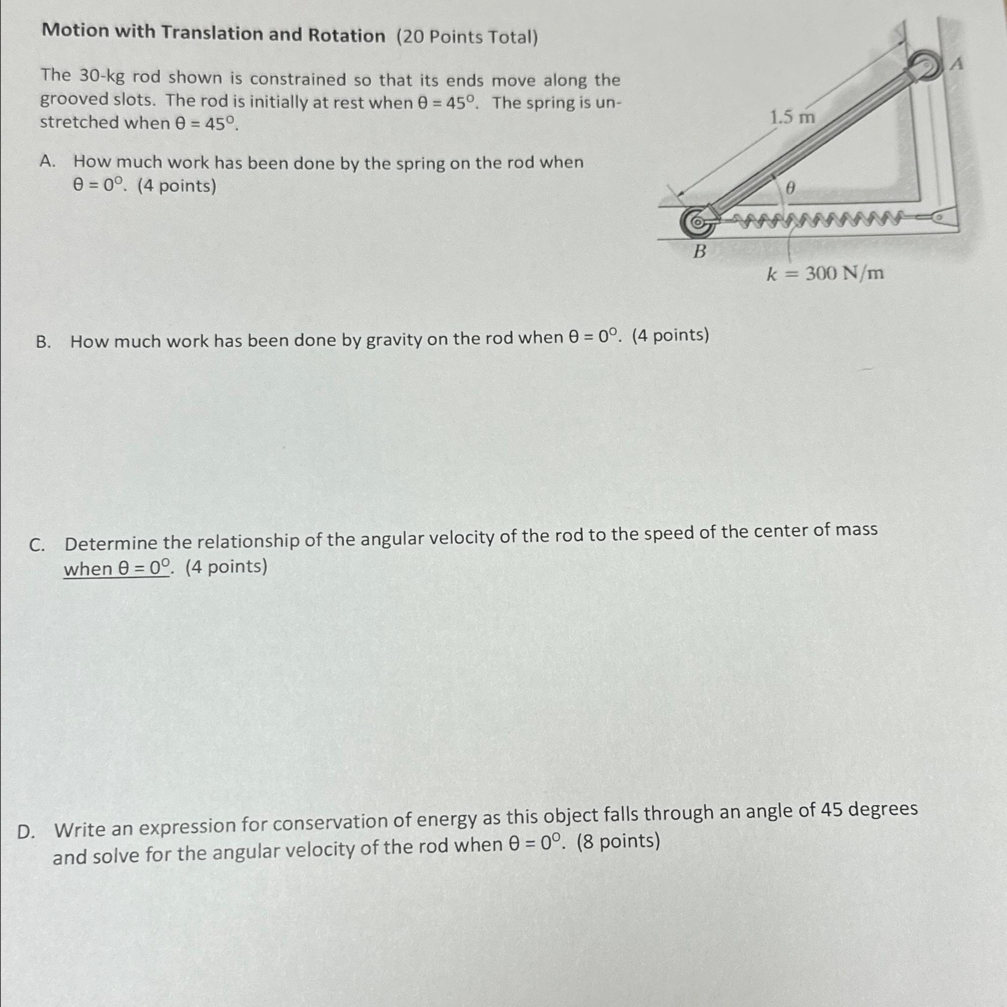 Solved Motion with Translation and Rotation (20 ﻿Points | Chegg.com