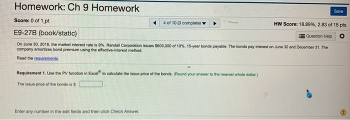 Solved Requirements Use the PV function in Excel to | Chegg.com