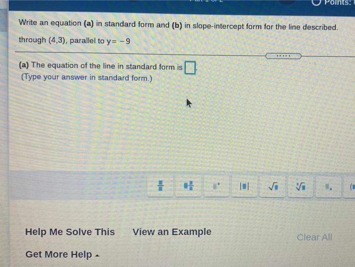 Solved olnts: Write an equation (a) in standard form and (b) | Chegg.com