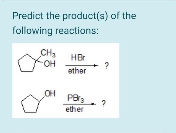 Solved Predict the product(s) of the following reactions: | Chegg.com