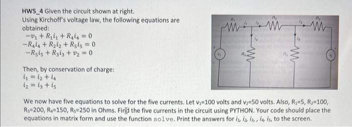 Solved HW5_4 Given the circuit shown at right. Using | Chegg.com
