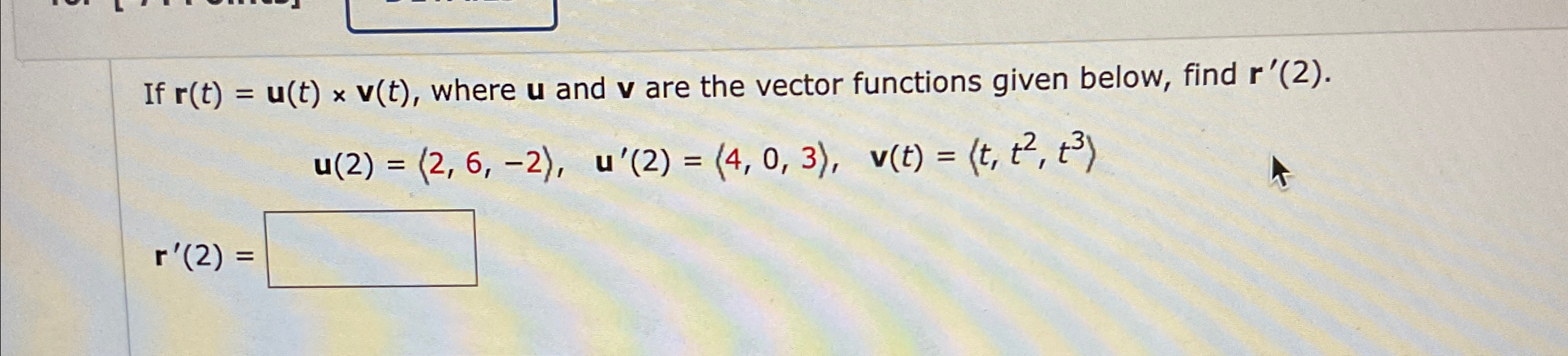 Solved If r(t)=u(t)×v(t), ﻿where u ﻿and v ﻿are the vector | Chegg.com