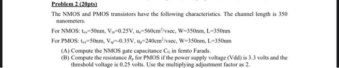 Solved The NMOS and PMOS transistors have the following | Chegg.com