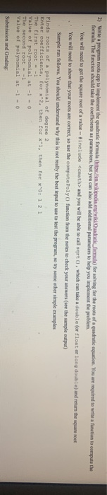 Solved 2) Write a program roots.cpp to implement the | Chegg.com