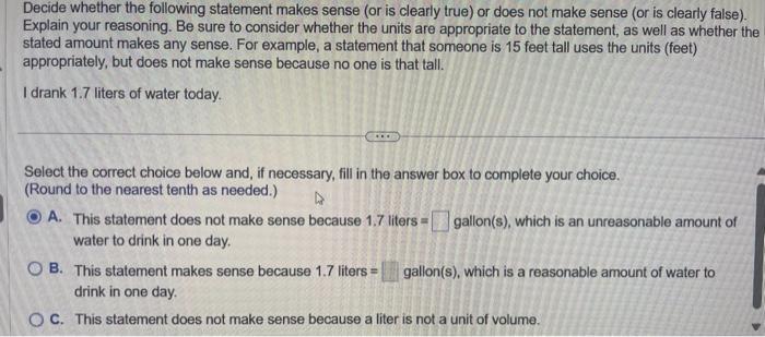 Solved Decide whether the following statement makes sense | Chegg.com