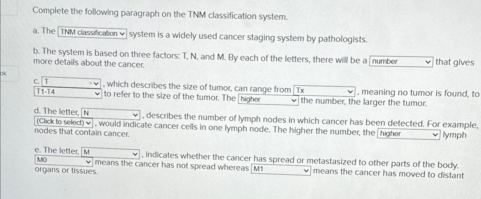 Solved Complete the following paragraph on the TNM | Chegg.com