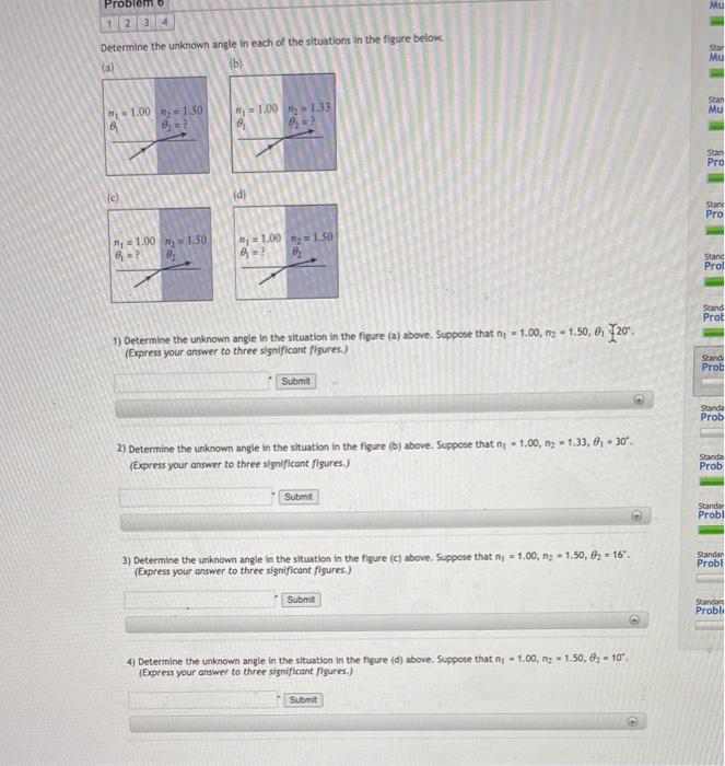 Solved Determine the unknown angle in each of the situations | Chegg.com