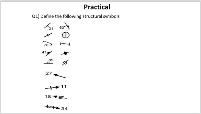 Solved Practical Q1) Define the following structural symbols | Chegg.com