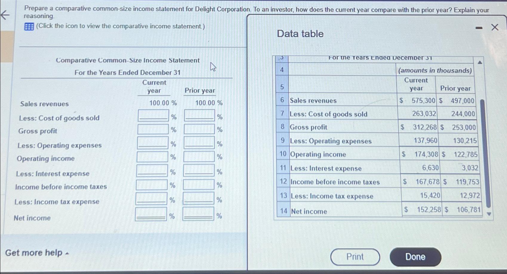 Solved Prepare a comparative common-size income statement | Chegg.com