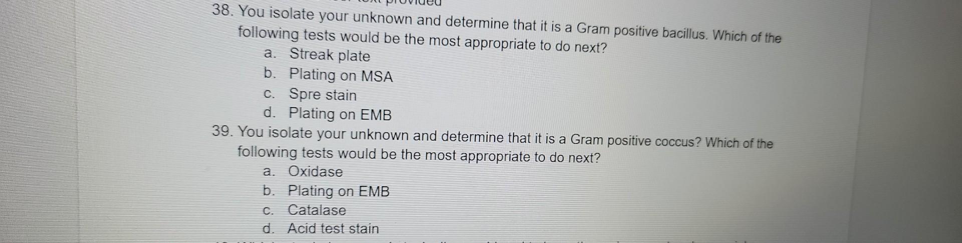 Solved 38. You isolate your unknown and determine that it is | Chegg.com