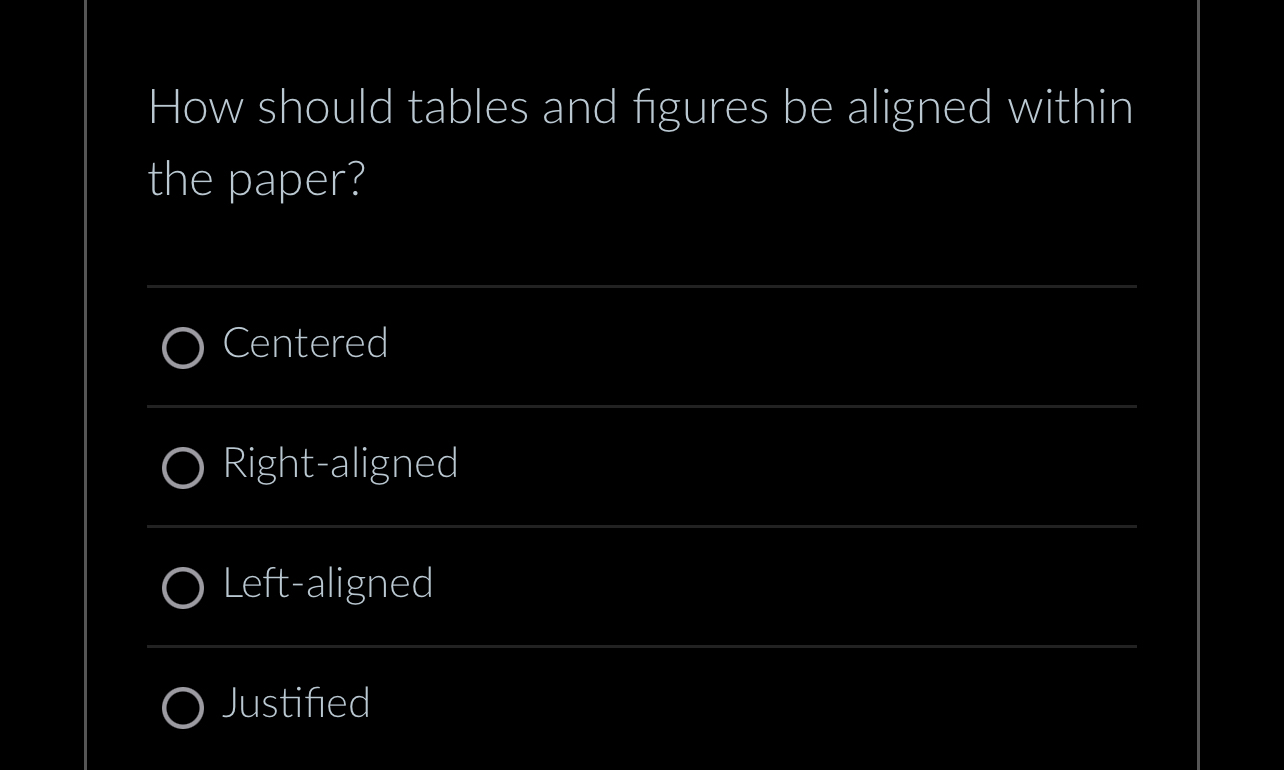 Solved How should tables and figures be aligned within the | Chegg.com