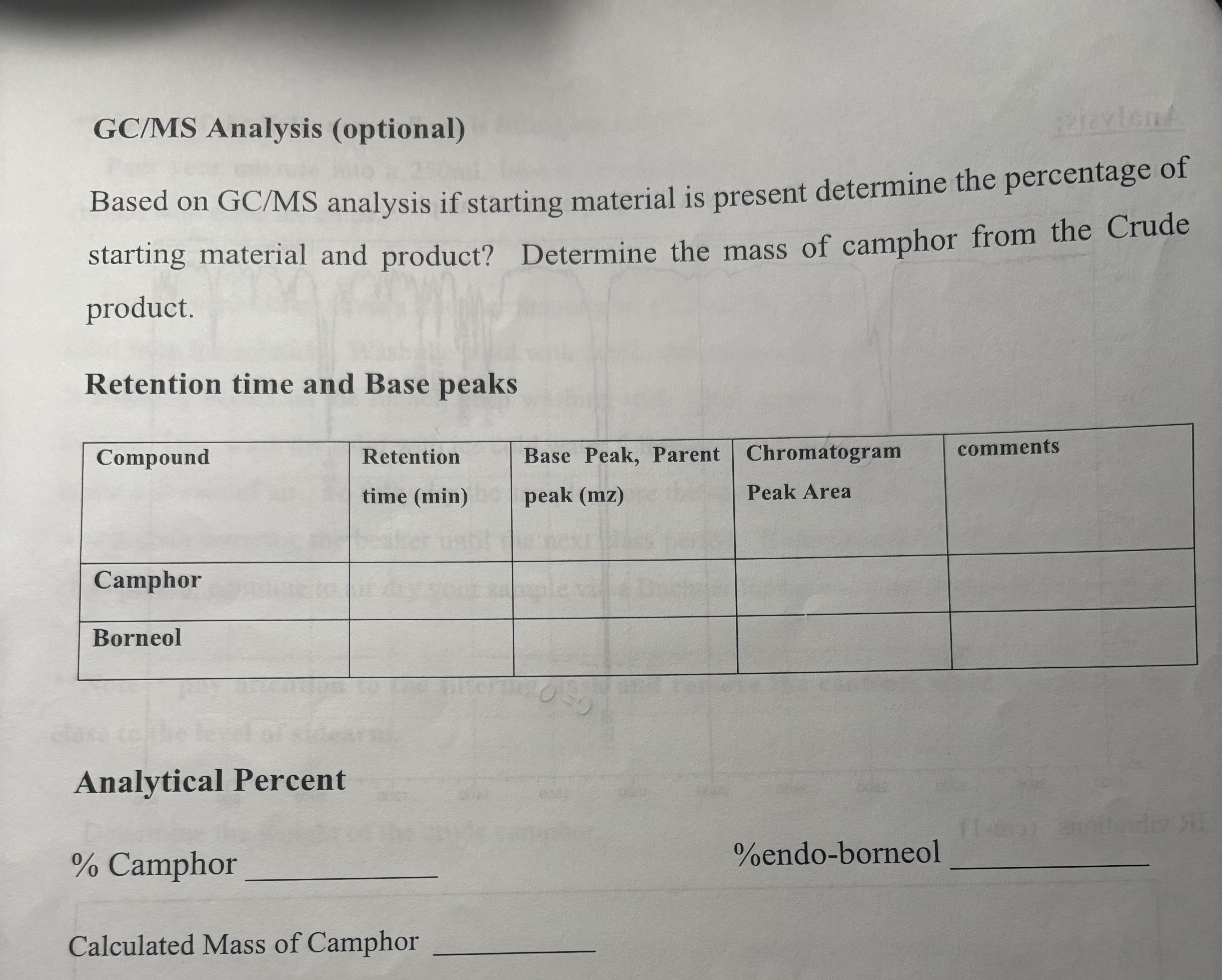 Solved Based on GC/MS analysis if starting material is | Chegg.com