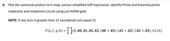Solved 6. Plot the canonical product to K-map, extract | Chegg.com