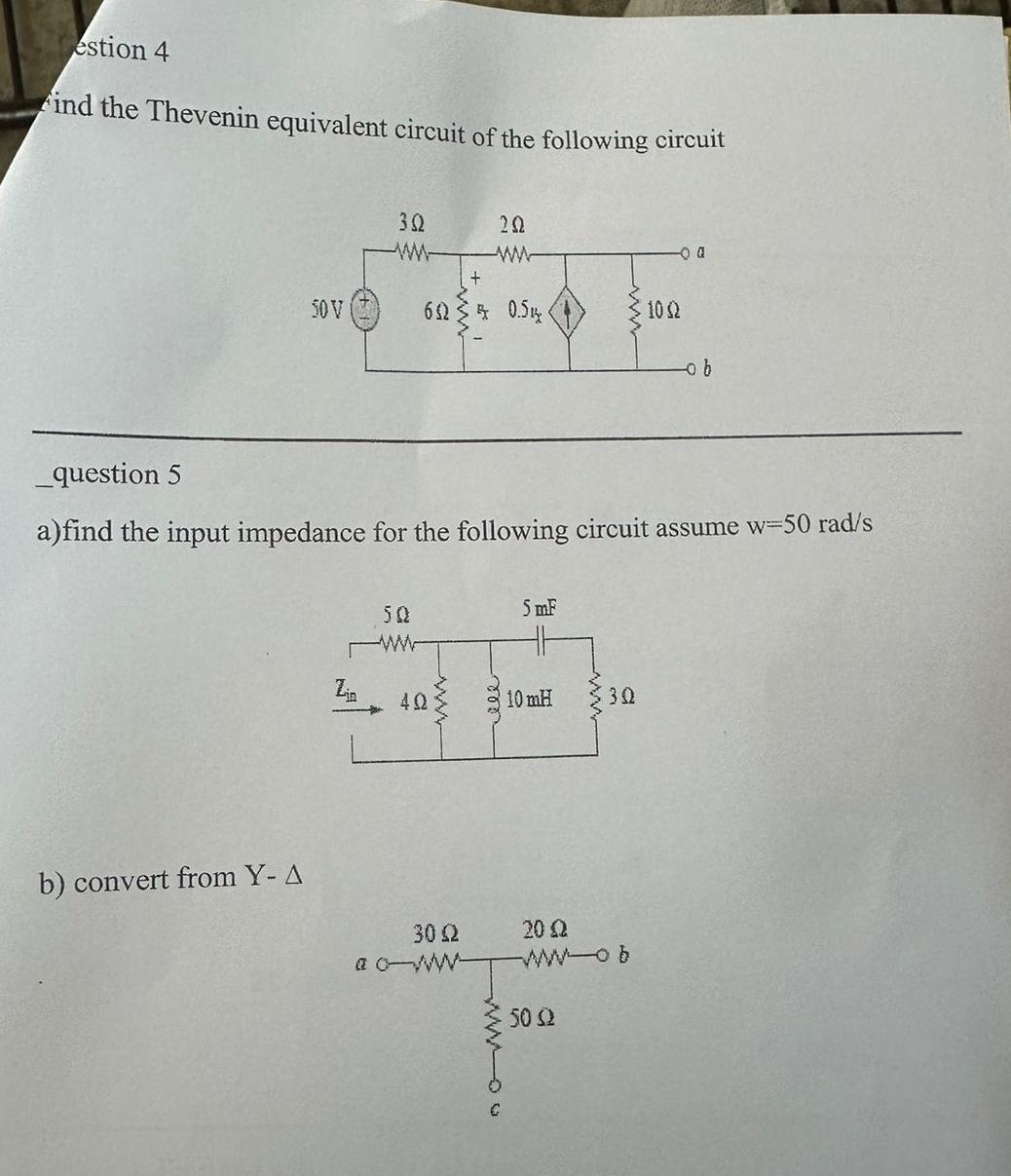 Solved estion 4ind the Thevenin equivalent circuit of the | Chegg.com