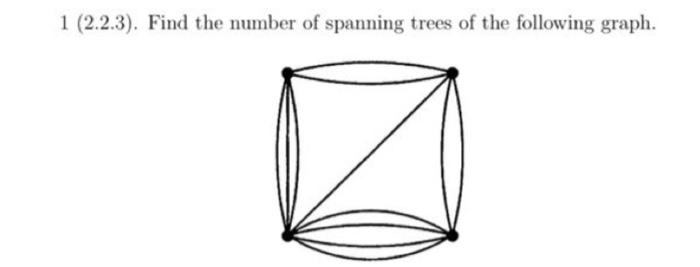 Solved 1 (2.2.3). Find the number of spanning trees of the | Chegg.com