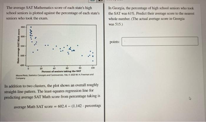 Solved The average SAT Mathematics score of each state's | Chegg.com