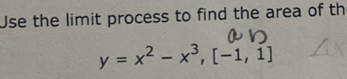 Solved Use the limit process to find the area of | Chegg.com