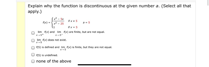 Solved Explain why the function is discontinuous at the | Chegg.com