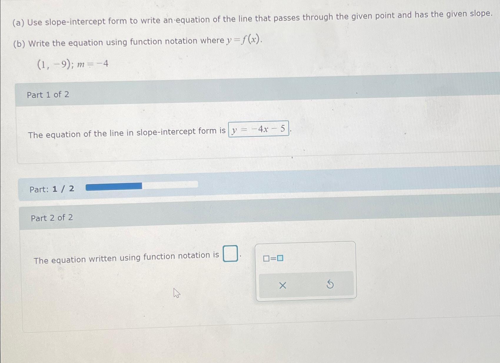 Solved (a) ﻿Use slope-intercept form to write an equation of | Chegg.com