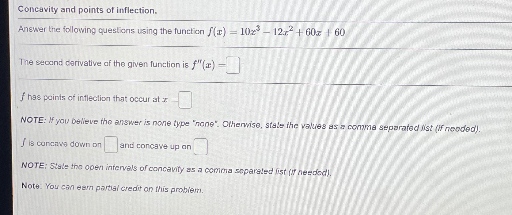 Solved Concavity and points of inflection.Answer the | Chegg.com