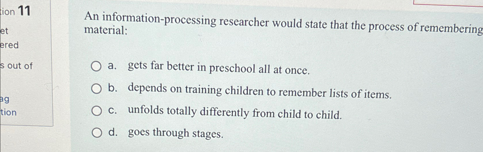 Solved An information-processing researcher would state that | Chegg.com