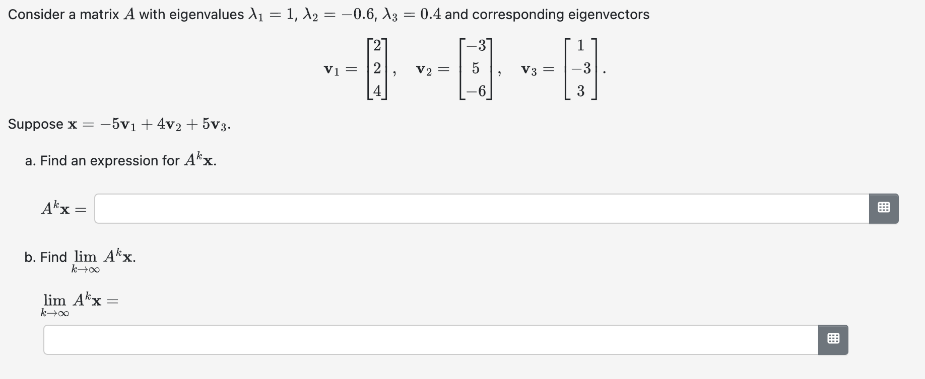 Solved Consider a matrix A with eigenvalues | Chegg.com