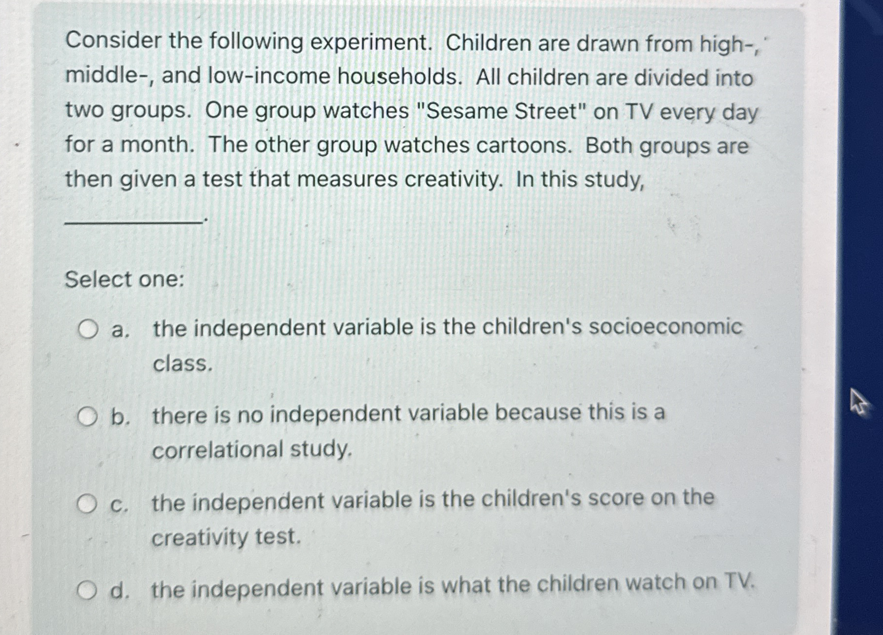 Solved Consider the following experiment. Children are drawn | Chegg.com