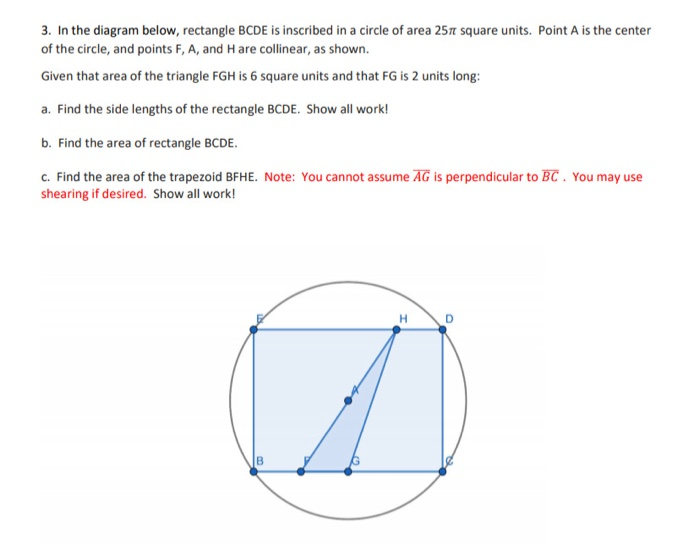Solved 3. In the diagram below, rectangle BCDE is inscribed | Chegg.com