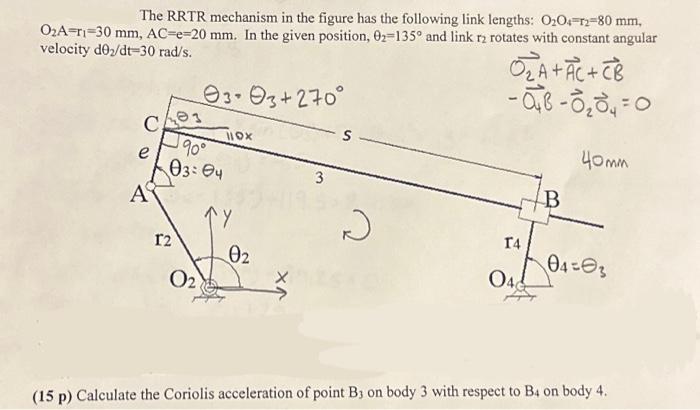 Solved The RRTR mechanism in the figure has the following | Chegg.com