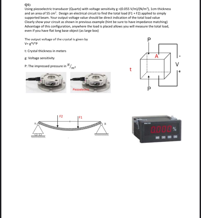 Q1) Using piezoelectric transducer (Quartz) with | Chegg.com