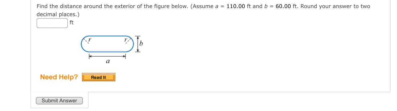Solved Find the distance around the exterior of the figure | Chegg.com